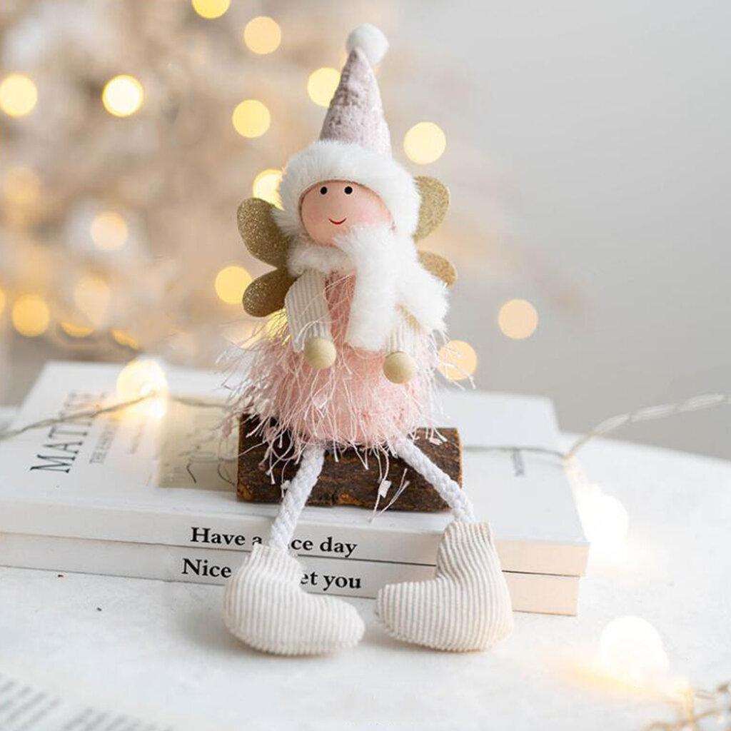 Рождественский плюшевый ангел для куклы, сидящая миниатюрная фигурка ангела, настольное украшение