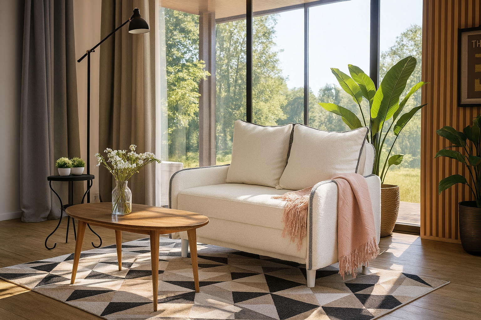 Раскладной диван "Райна-2 мини" ДиванРус, 113*82 см, аккордеон, обивка из букле, белый