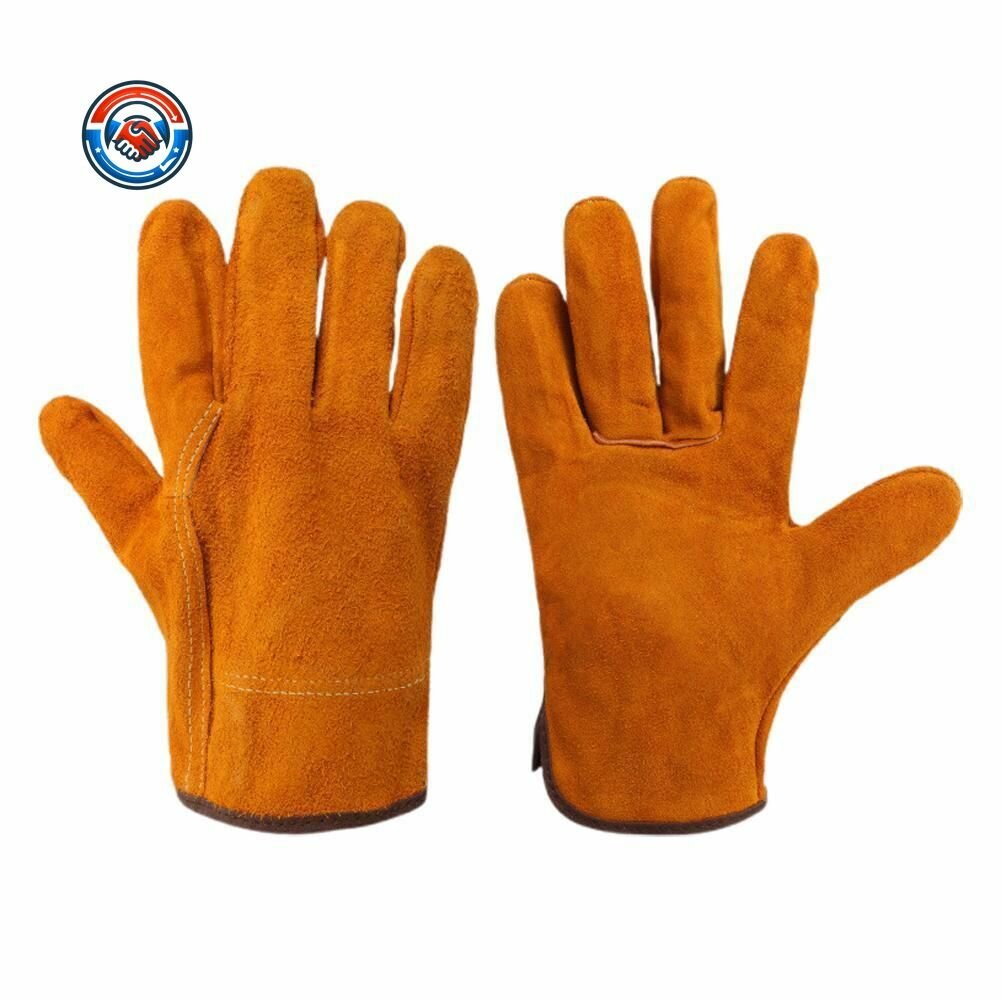 Краги сварщика из коровьей кожи, жёлтые, длинные до локтя, жаростойкие и проколозащитные перчатки для сварки, термостойкая защита рук от искр и шлака, удобные и износостойкие рабочие рукавицы