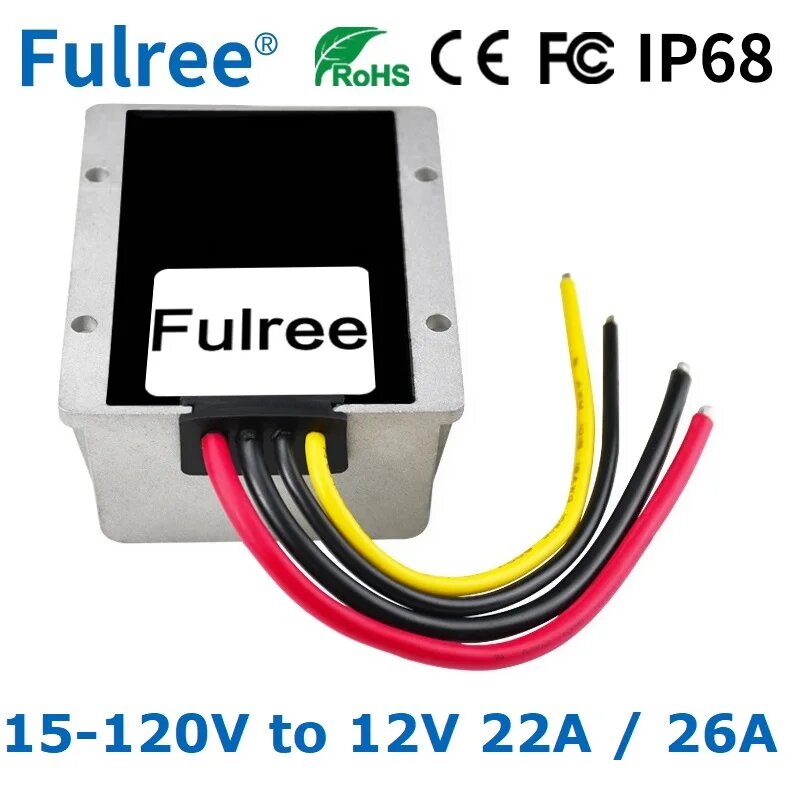Fulree Преобразователь напряжения 15-120В до 12В 300Вт, DC 72V 90V (35-120V), DC 12V 22A 264W Max