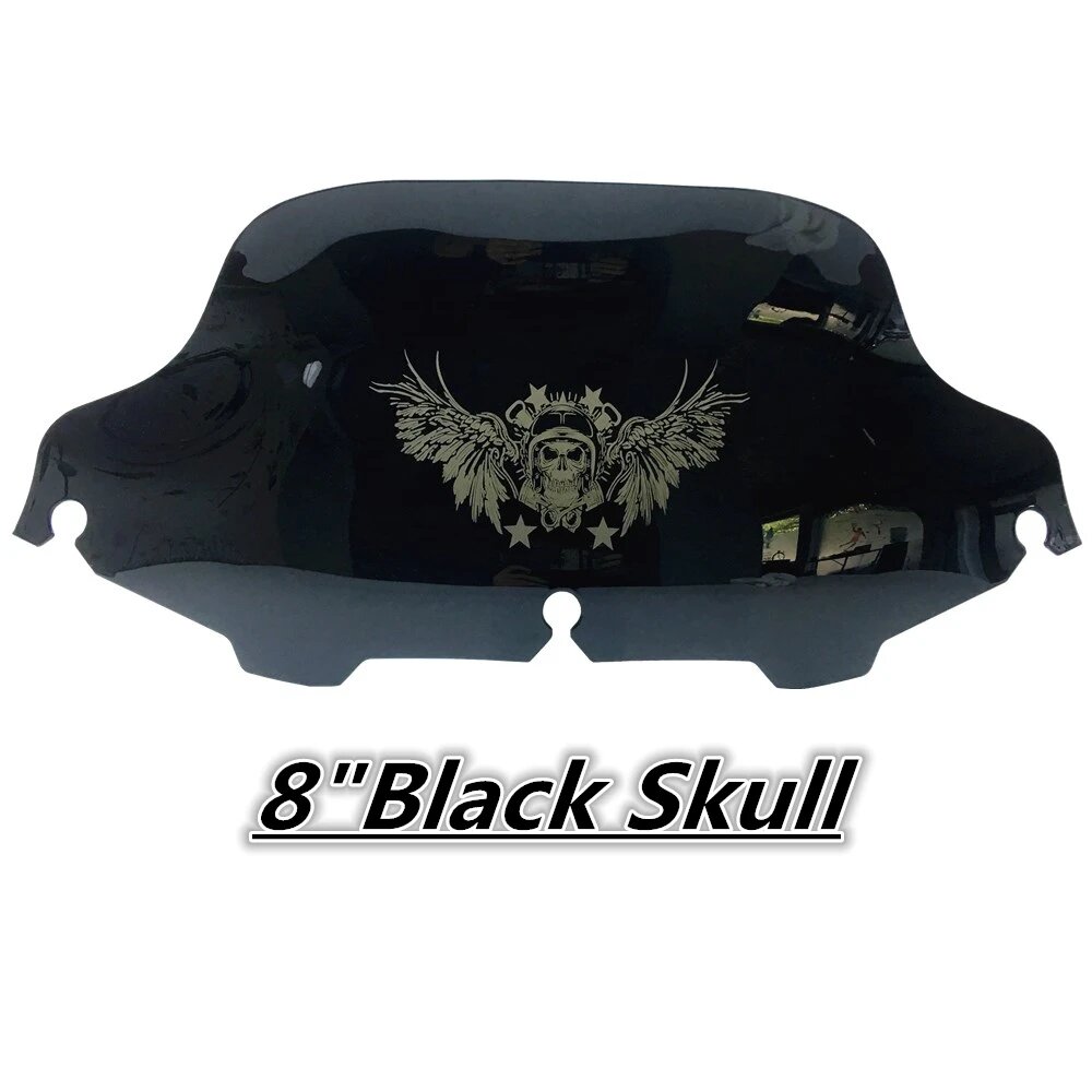 Мотоцикл 5 "/6"/8 "Черный череп лобовое стекло обтекателя ветрового стекла для Harley Electra Street Glide FLHX Touring 1996-2013, Черный
