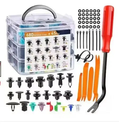 Для Porsche Cayenne Ford Audi Toyota автомобильные пластиковые фиксаторы комплект 800 + 45 шт. авто крыло канцелярский зажим автомобильный крепеж смешанный комплект, 680Pcs With Tool