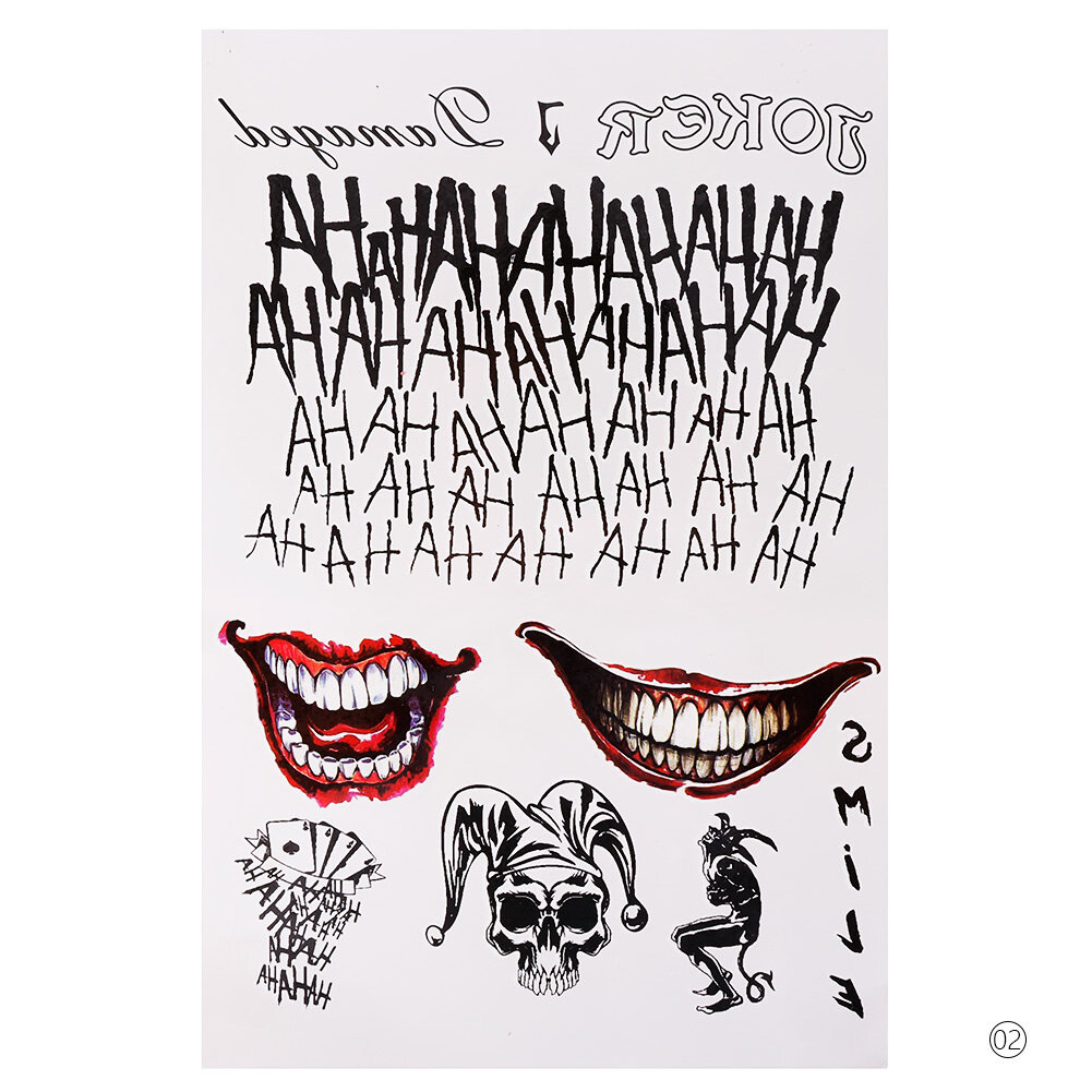 1 лист наклеек: временные татуировки на Хэллоуин отряд Бэтмена, Джокер, боди-арт, косплей