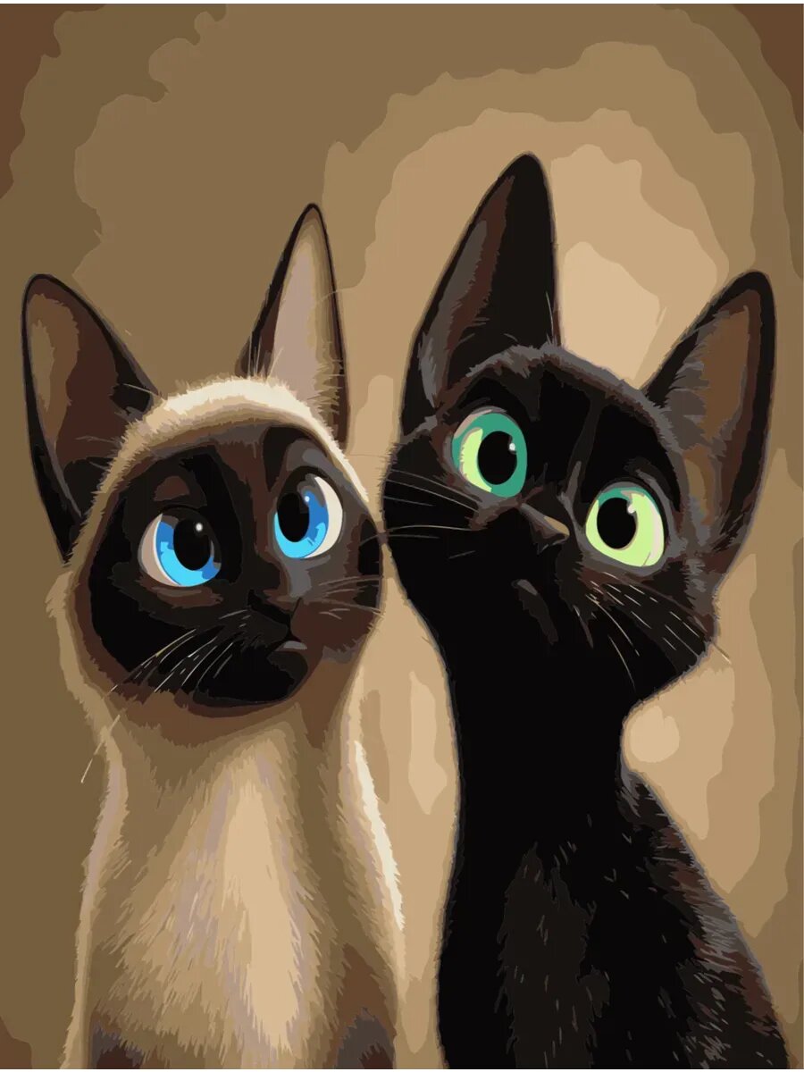 Картина по номерам 30x40 см сиамские котята