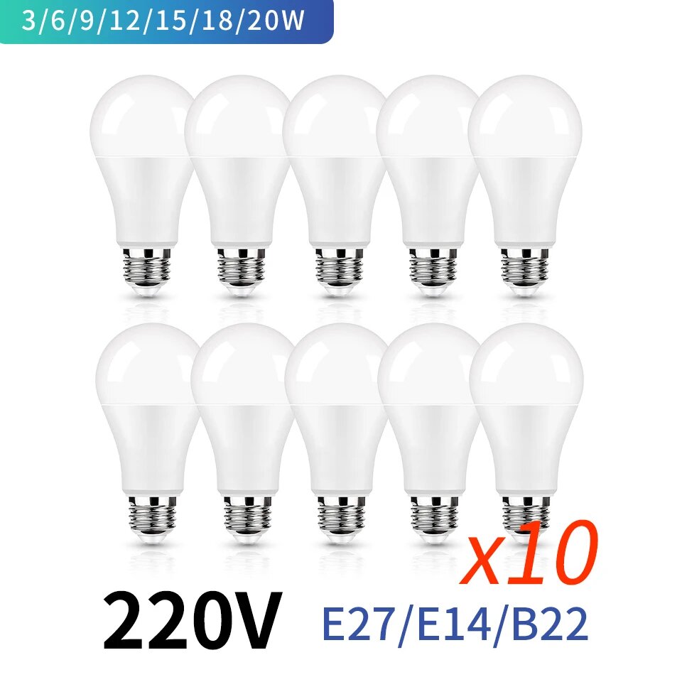 Светодиодные лампы E27 B22 3-20Вт