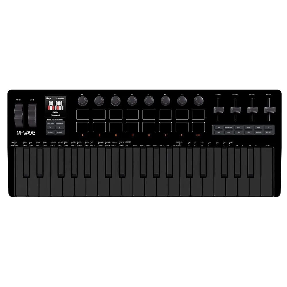 SMK-37 Pro MIDI-клавиатура С Синтезатором, 37 Клавиш, 16 Пэдов, Беспроводная Для Живых Выступлений, Домашней Студии И Создания Музыки