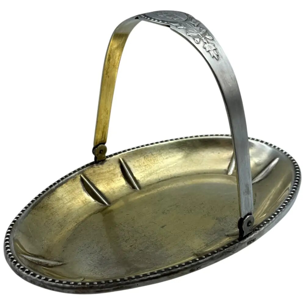 Лимонница (орешница, вазочка) "Ленинград" с ручкой, мельхиор, Т30, 1960 г, Таллинский ЮЗ, СССР