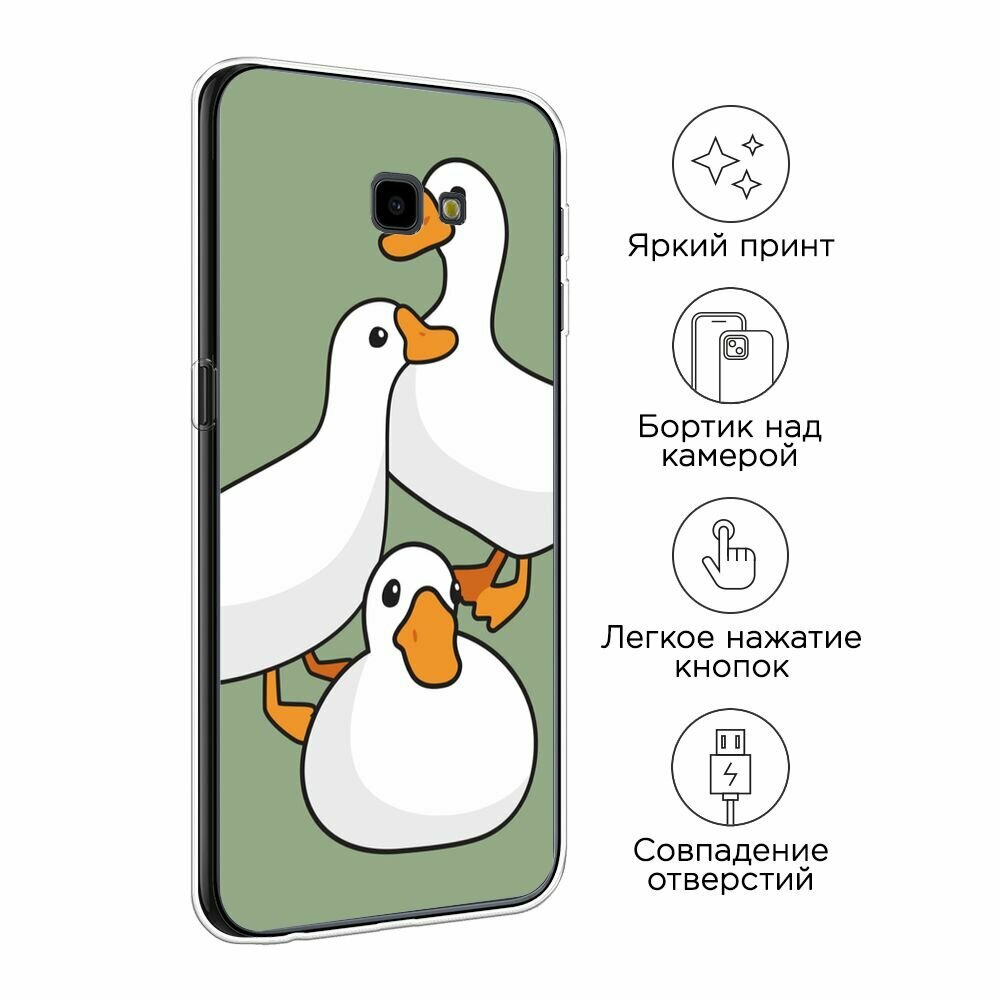 Чехол на Samsung Galaxy J4 Plus 2018 / Самсунг J4 Plus 2018 с принтом "Утиное трио" — фото 1