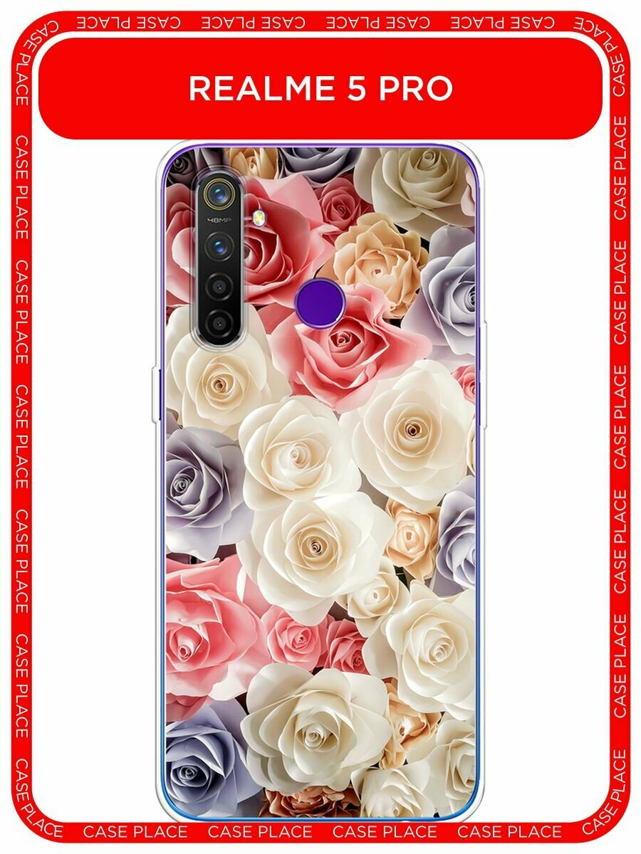 Чехол на Realme 5 Pro / Реалми 5 Про с принтом "Пастельные розы"