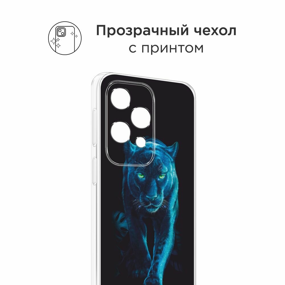 Чехол на Honor X8A / Хонор X8A с принтом "Пантера в лунном свете" — фото 1