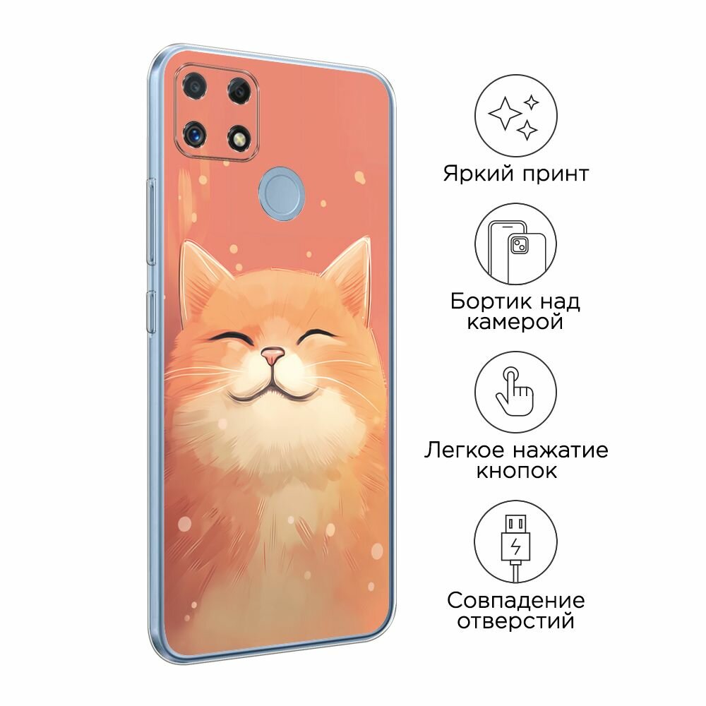Чехол на Realme C25/C25s / Реалми С25/C25s с принтом "Довольный рыжий котик" — фото 1