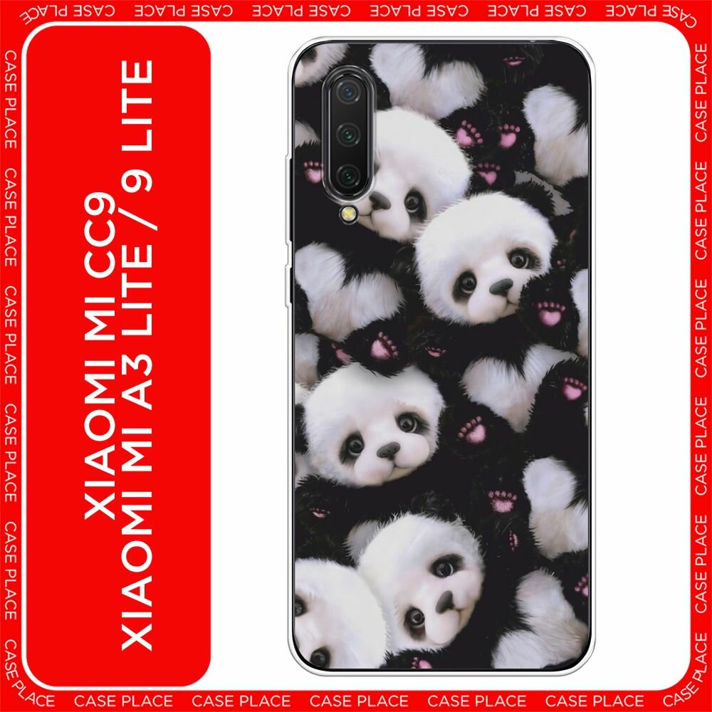 Чехол на Xiaomi Mi CC9/A3 Lite/9 Lite / Сяоми Mi CC9/A3 Lite/9 Lite с принтом "Море панд"