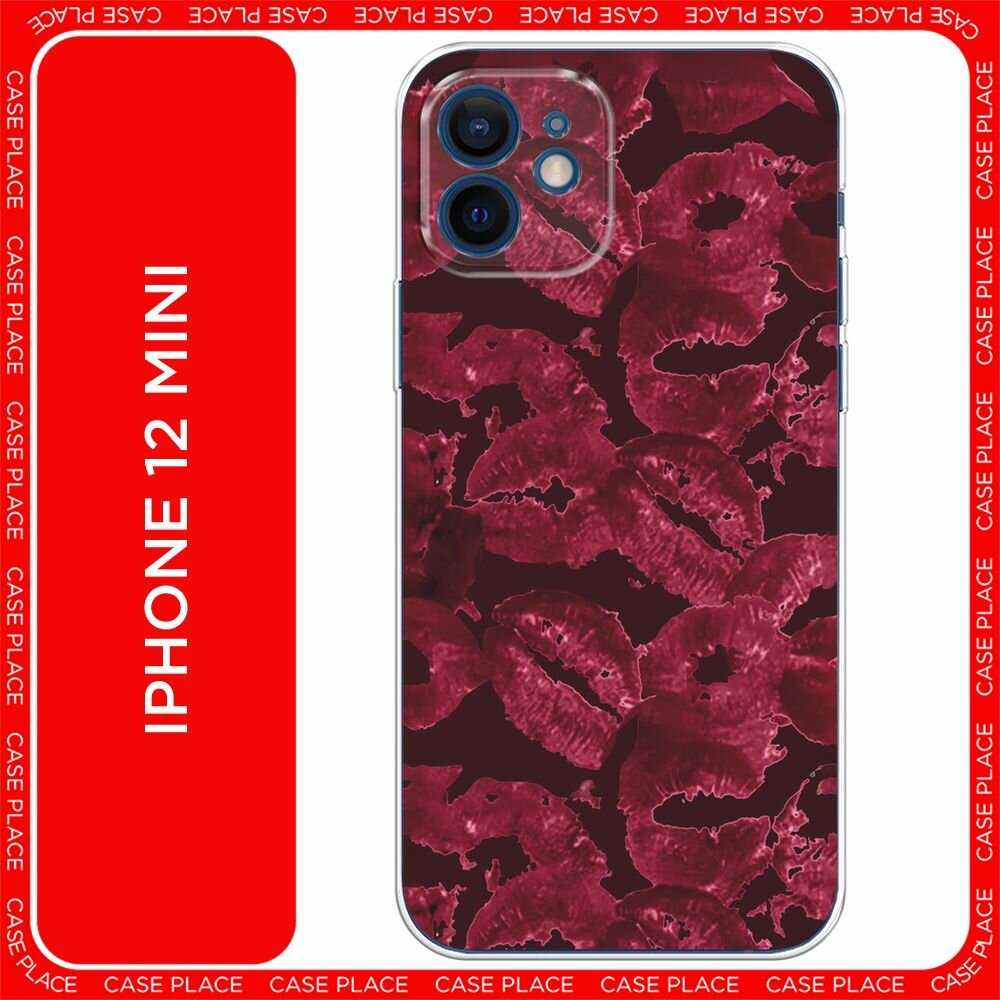 Чехол на Apple iPhone 12 mini / Айфон 12 Мини с принтом Помада паттерн 1