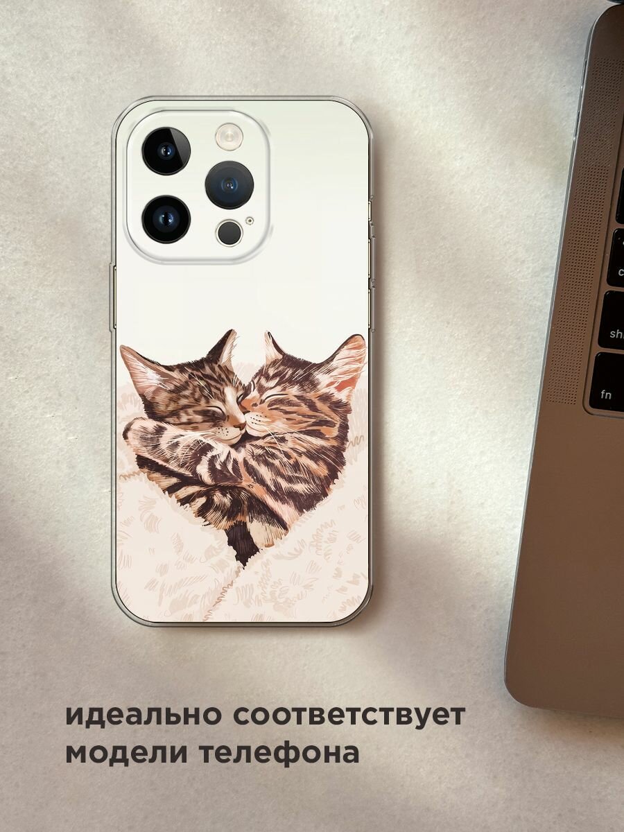 Чехол на Apple iPhone 14 Pro / Айфон 14 Про с принтом "Влюбленные котейки - 14 февраля" — фото 1