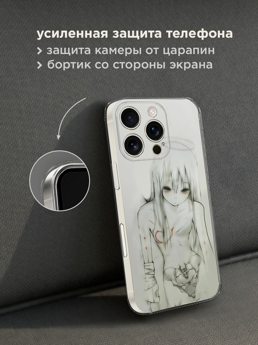 Чехол на Apple iPhone 16 Pro / Айфон 16 Про с принтом "Аниме рисунок чёрно-белый" — фото 1