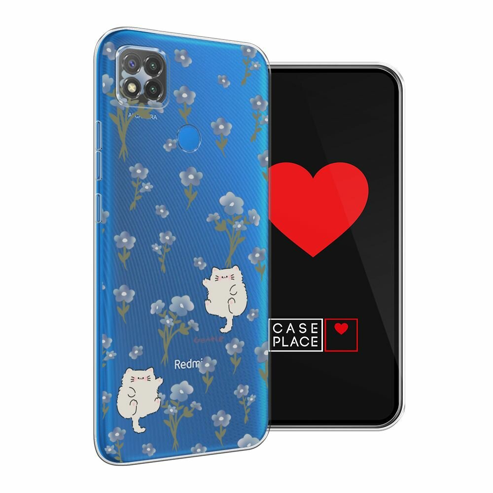 Чехол на Xiaomi Redmi 9C / Сяоми Редми 9C с принтом "Gentle cats", прозрачный — фото 1