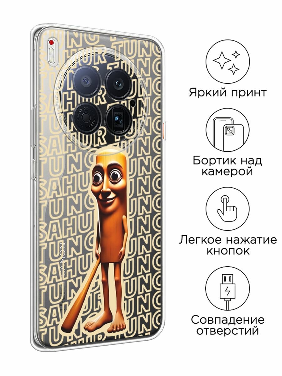 Чехол на Tecno Camon 40 Premier / Текно Камон 40 Премьер с принтом "Тунг тунг 2", прозрачный — фото 1