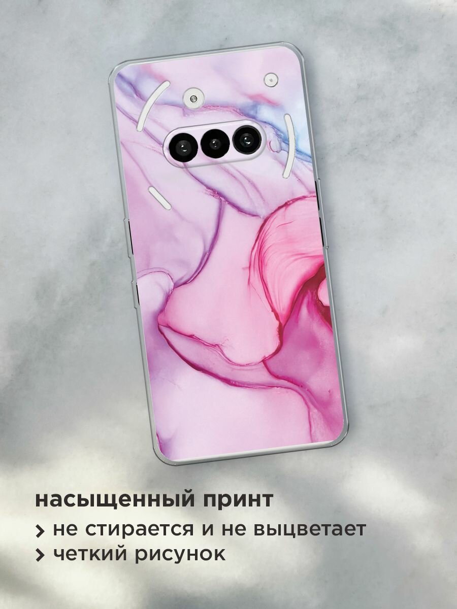Чехол на Nothing Phone 3a / Нотинг Фон 3а с принтом "Розовые мраморные разводы" — фото 1