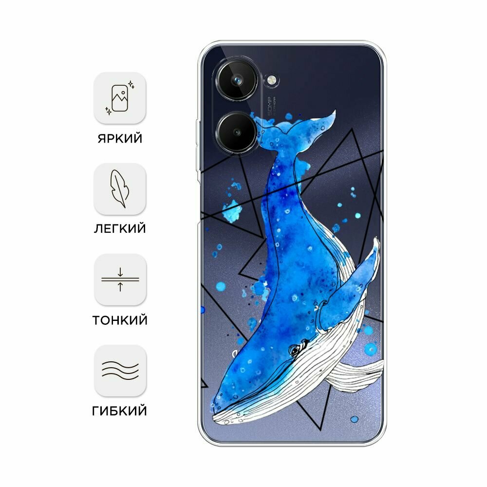 Чехол на Realme 10 4G / Реалми 10 4G с принтом "Кит графика", прозрачный — фото 1