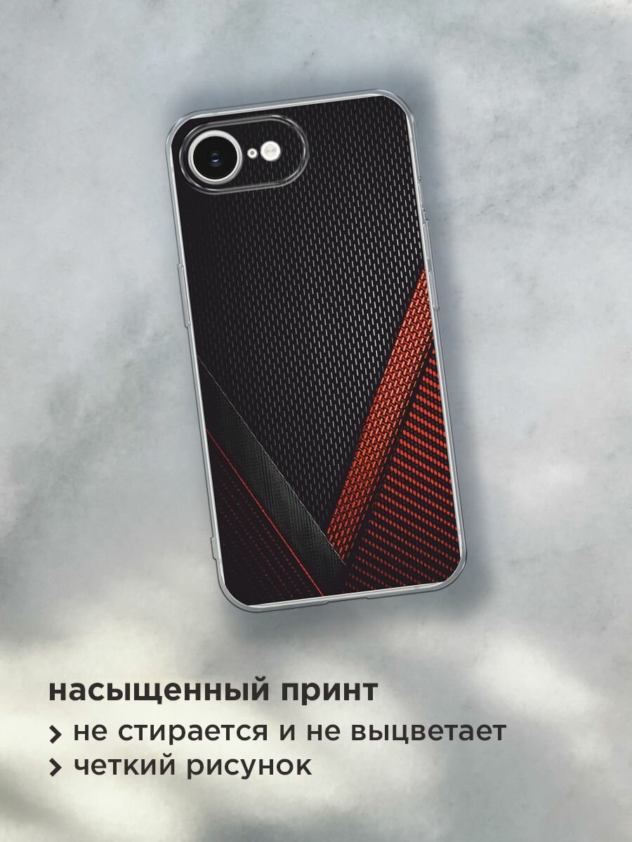 Чехол на Apple iPhone 16e/17e / Айфон 16е/17e с принтом "Красный карбон" — фото 1