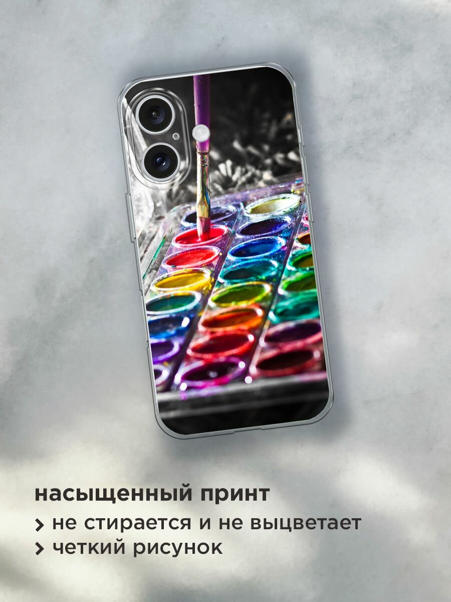 Чехол на Apple iPhone 16 / Айфон 16 с принтом "Палитра красок" — фото 1