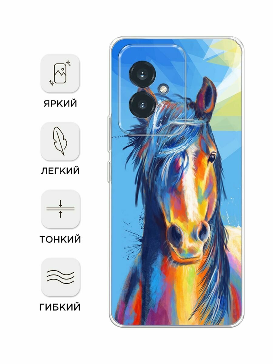 Силиконовый чехол на Honor 100 / Хонор 100 с принтом "Лошадь арт 3" — фото 1