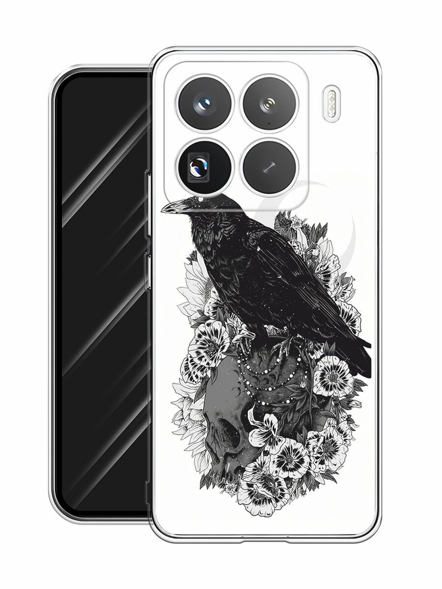 Чехол на Xiaomi 15 Pro / Сяоми 15 Про с принтом "Череп и ворона 1" — фото 1