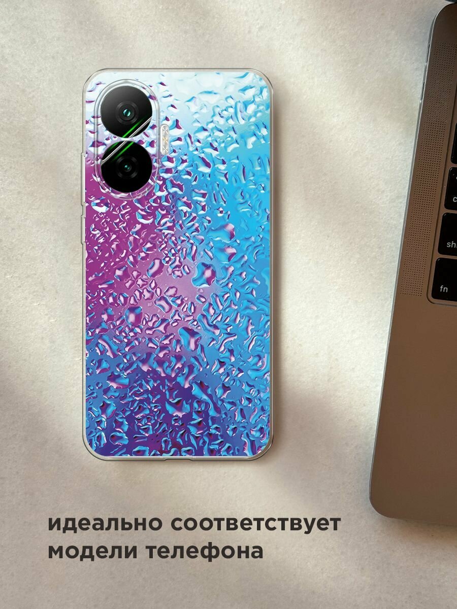 Силиконовый чехол на Poco F7 / Поко F7 с принтом "Капли на стекле" — фото 1