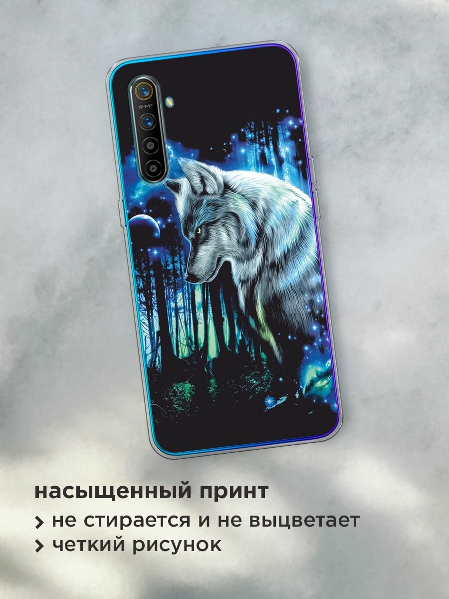Силиконовый чехол на Realme XT / Реалми XT с принтом "Сказочный волк" — фото 1