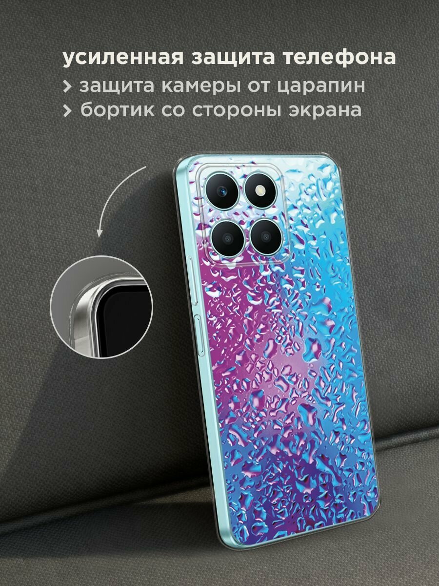 Силиконовый чехол на Honor X6A / Хонор X6A с принтом "Капли на стекле" — фото 1