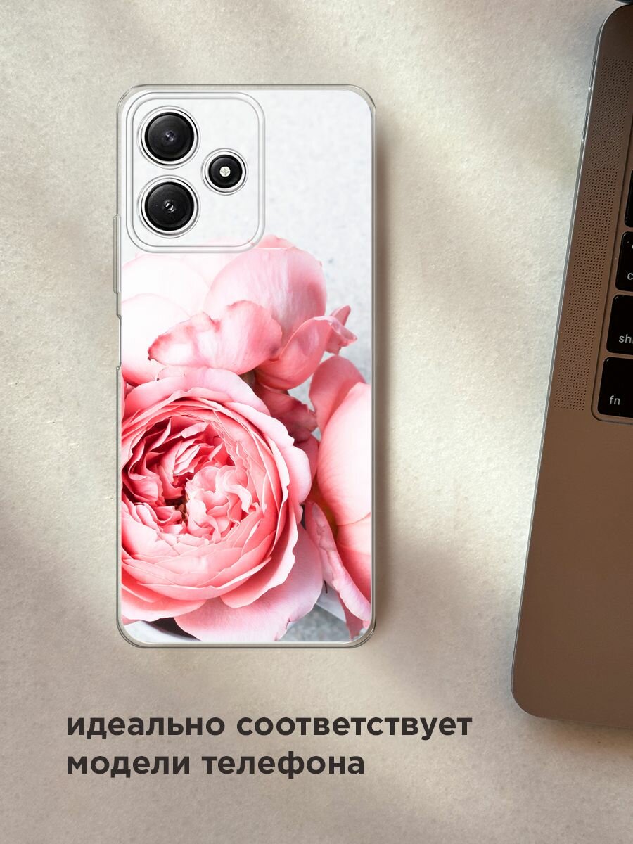 Чехол на Xiaomi Redmi 12 / Сяоми Редми 12 с принтом "Пионы на белом" — фото 1