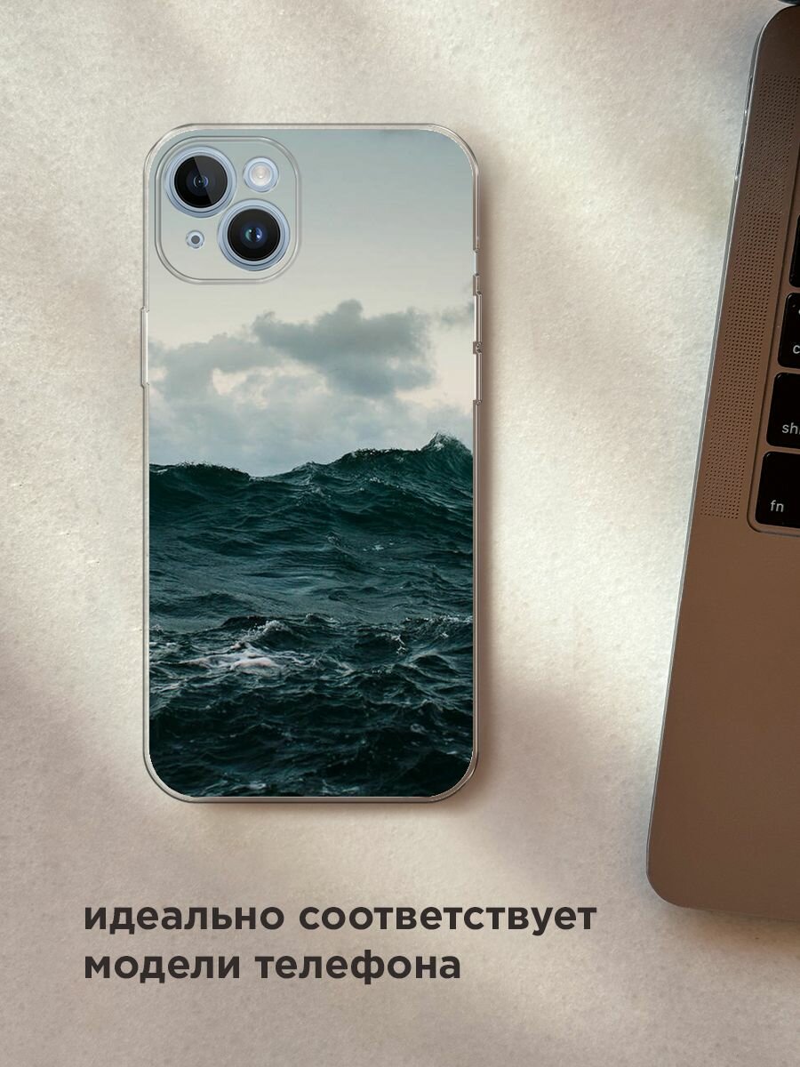 Силиконовый чехол на Apple iPhone 14 / Айфон 14 с принтом "Волны 11" — фото 1