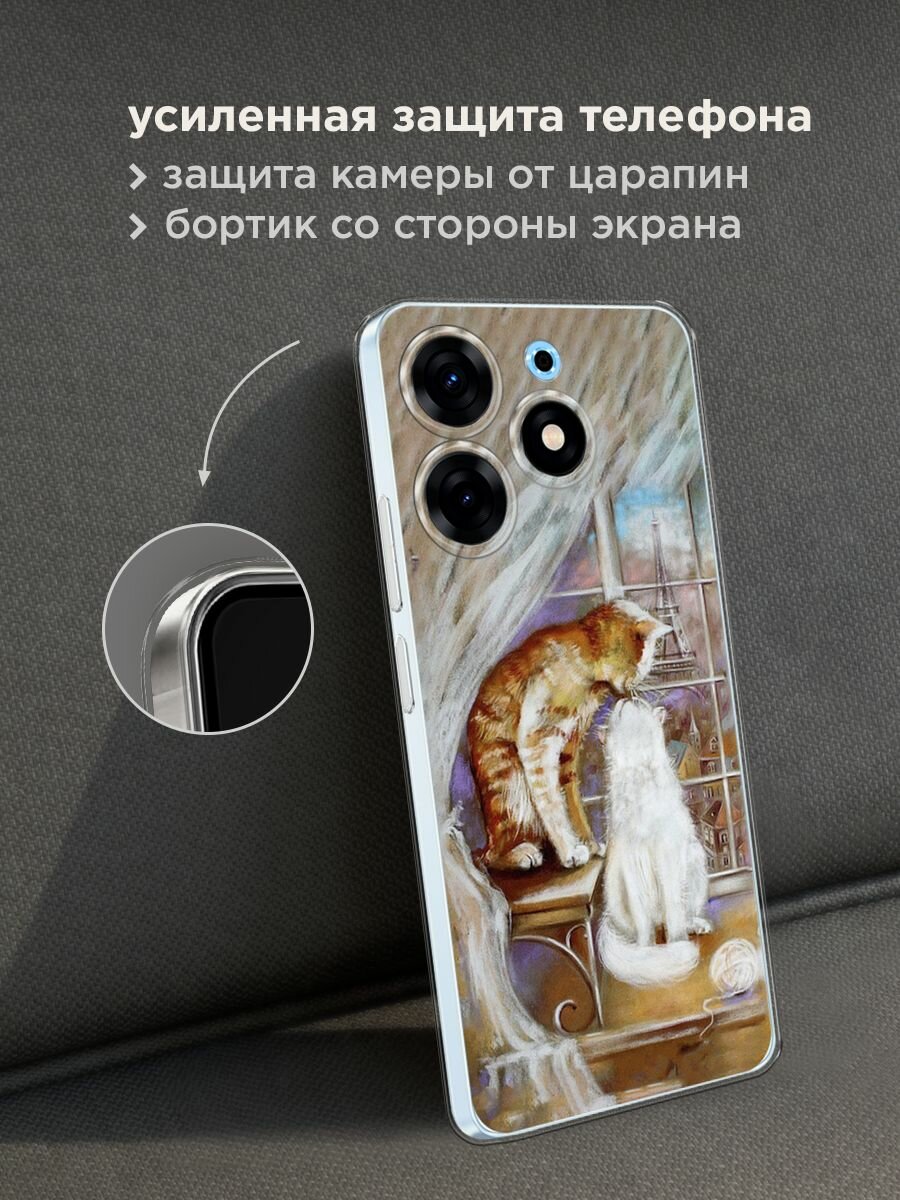 Чехол на Tecno Spark 10 Pro / Текно Спарк 10 Про с принтом "Влюбленные котики 1" — фото 1