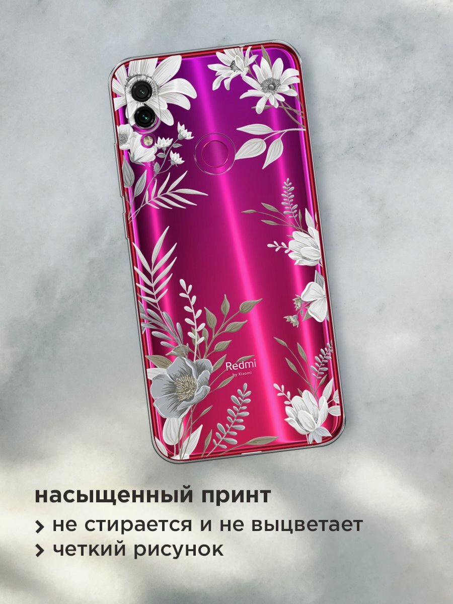 Чехол на Xiaomi Redmi Note 7 / Сяоми Редми Нот 7 с принтом "Цветы сепия 3" — фото 1
