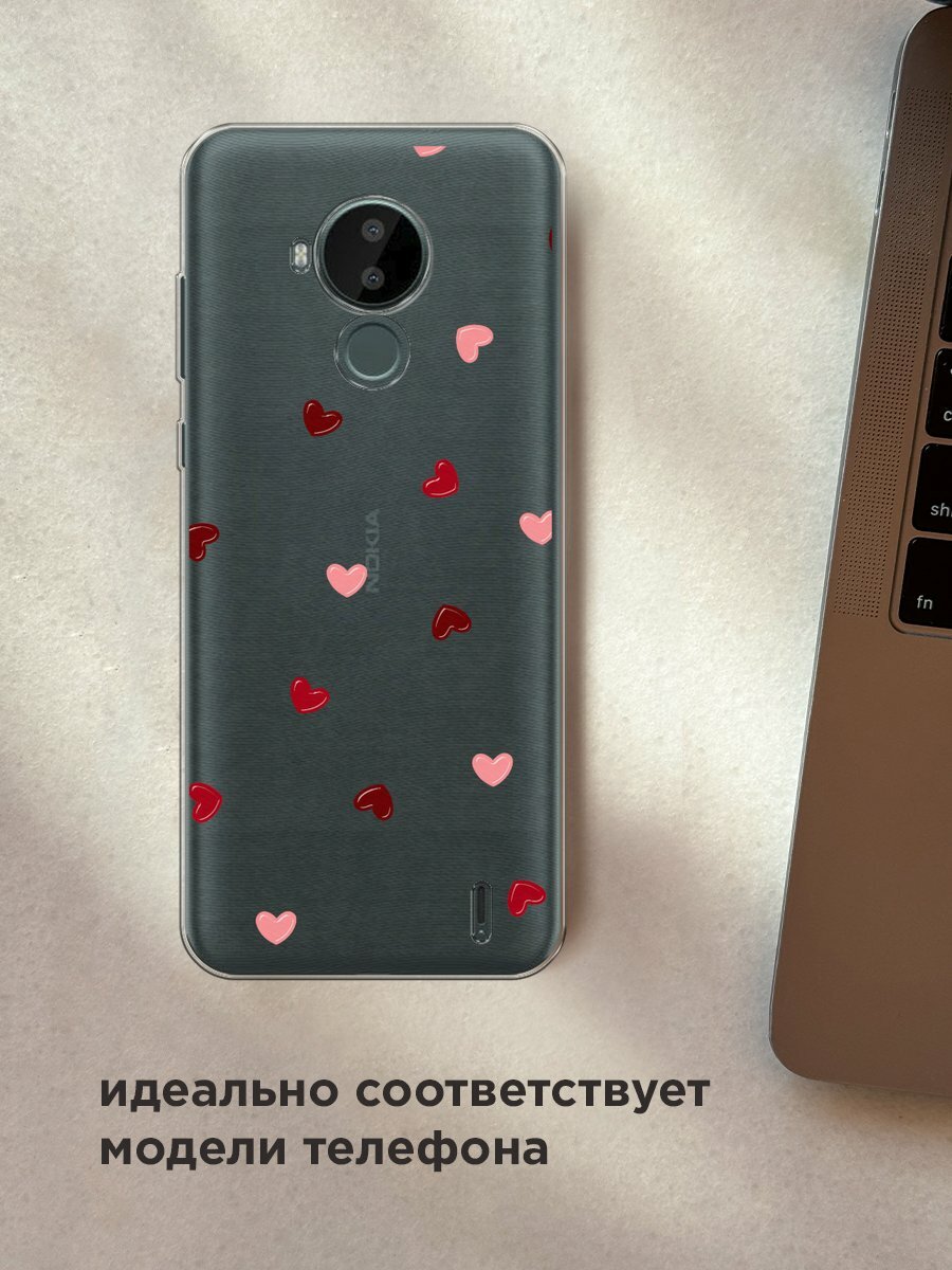 Чехол на Nokia C30 / Нокия C30 с принтом "Бордовые сердечки 2" — фото 1