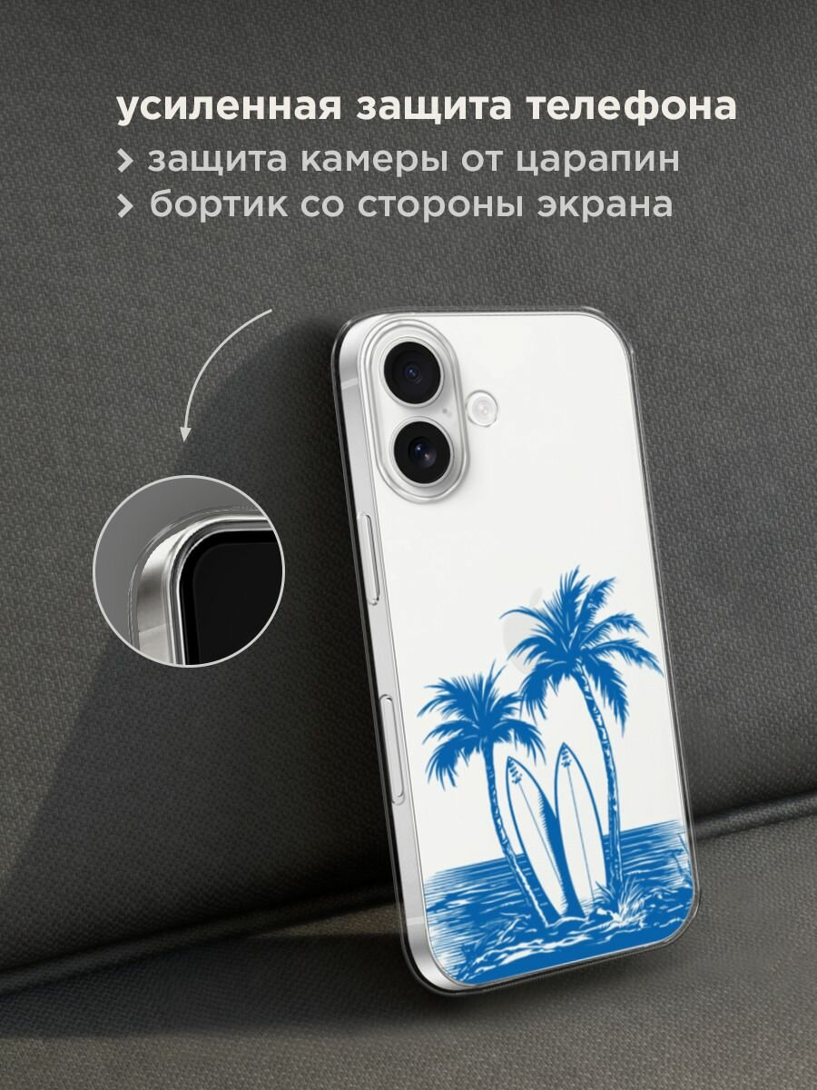 Чехол на Apple iPhone 17 / Айфон 17 с принтом "Сёрфинг на островах 1", прозрачный — фото 1