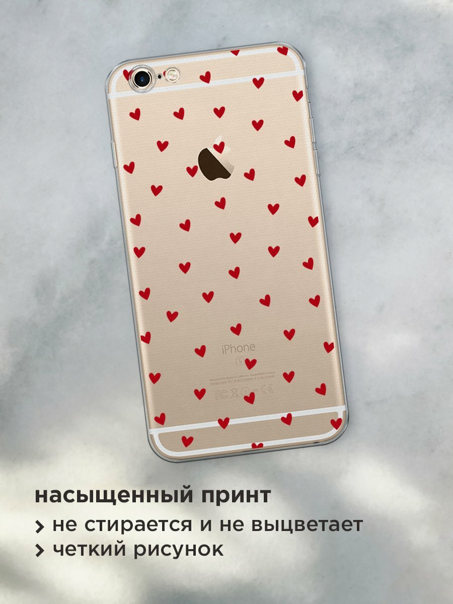 Чехол на Apple iPhone 6 Plus/6S Plus / Айфон 6 Плюс/Айфон 6С Плюс с принтом "Red hearts", прозрачный — фото 1