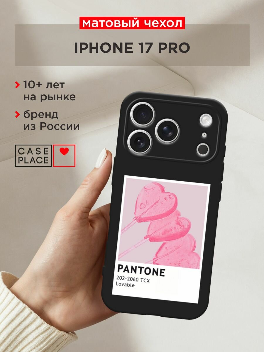 Черный матовый чехол на Apple iPhone 17 Pro / Айфон 17 Про с принтом "Pantone Lovable 2 - 14 февраля"