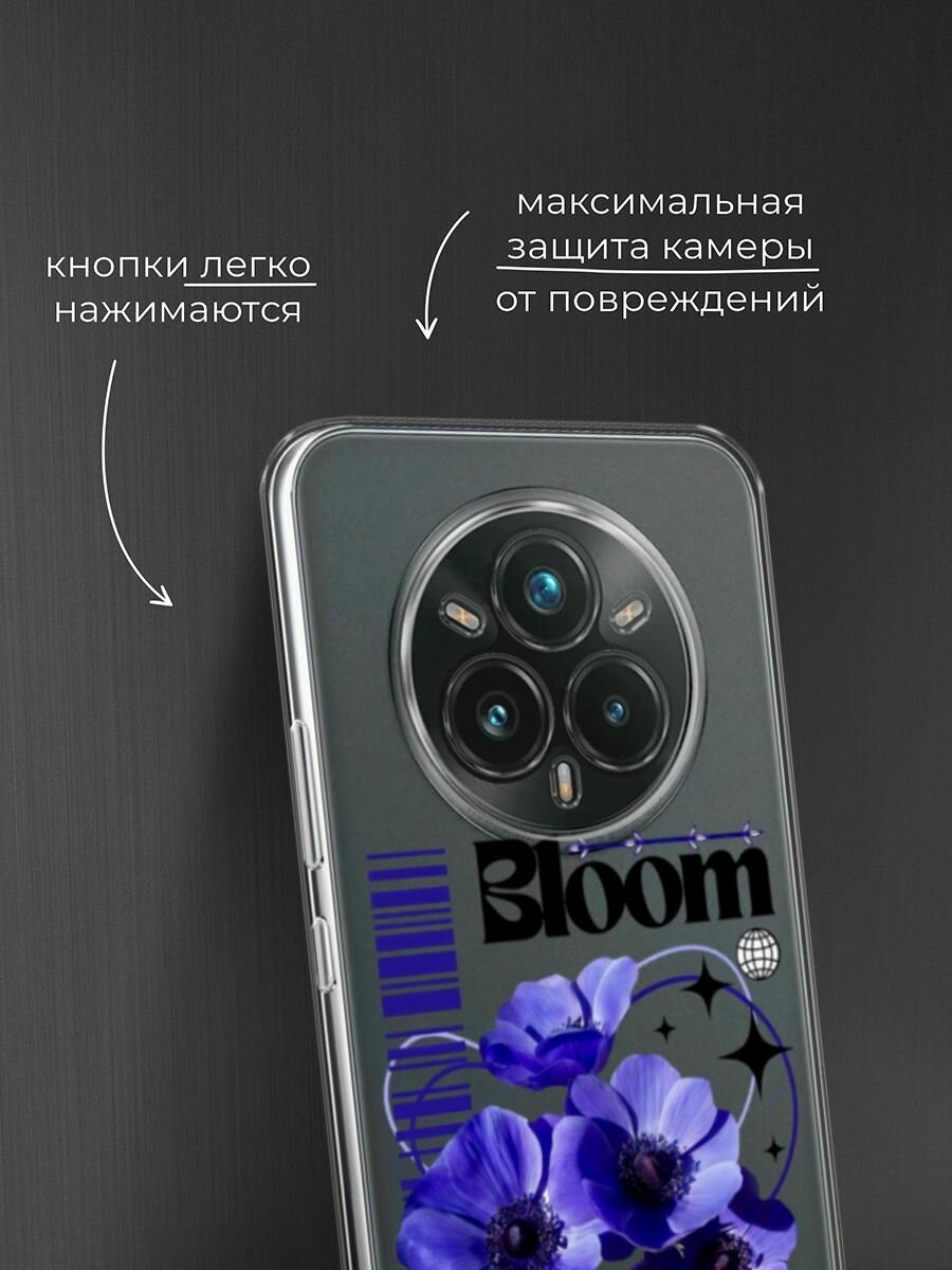 Чехол на Realme 14 Pro / Реалми 14 Про с принтом "Завораживающие анемоны", прозрачный — фото 1