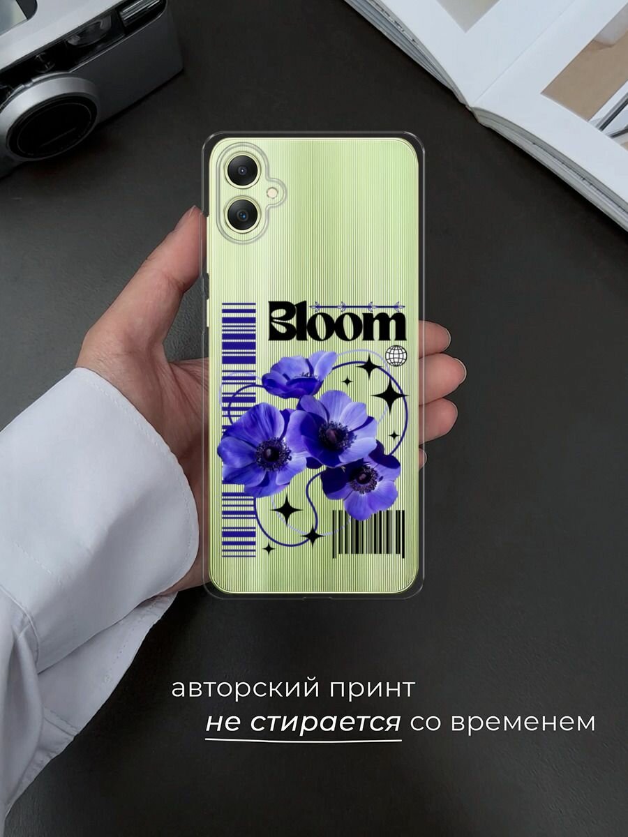 Чехол на Samsung Galaxy A06 / Самсунг Галакси А06 с принтом "Завораживающие анемоны", прозрачный — фото 1