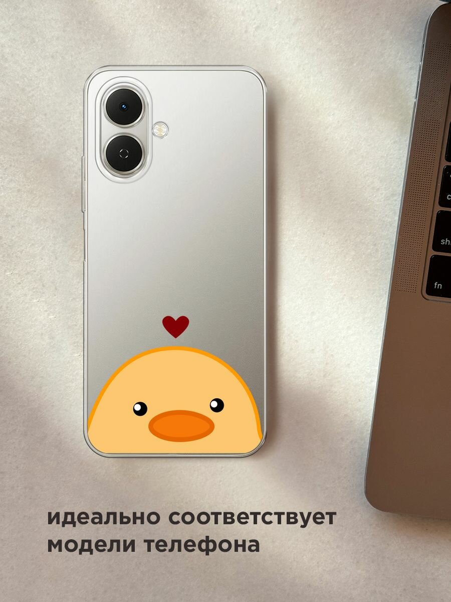 Чехол на Tecno Spark Go 2 / Текно Спарк Го 2 с принтом "Влюблённая уточка - 14 февраля", прозрачный — фото 1