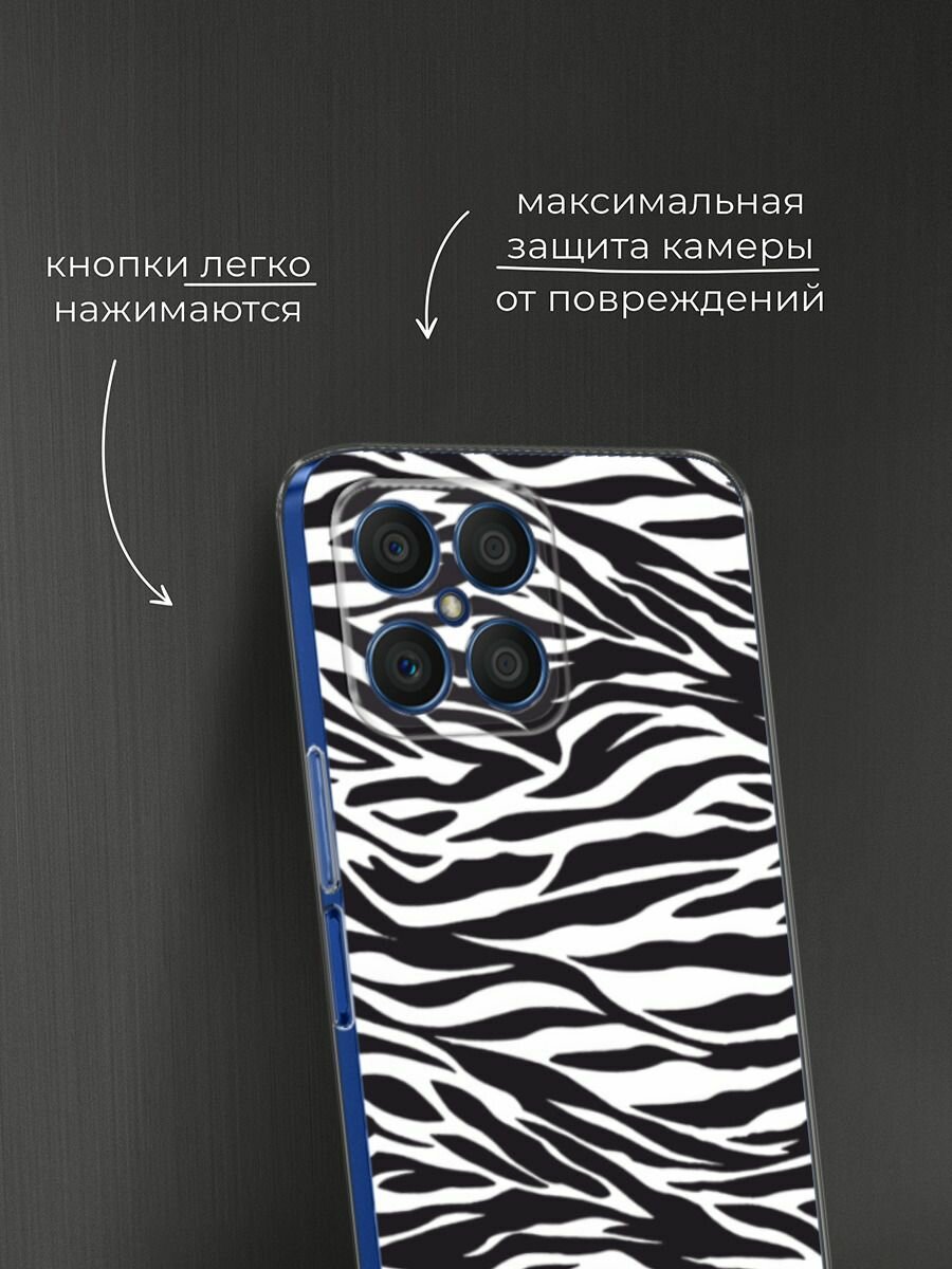 Силиконовый чехол на Honor X8 / Хуавей X8 с принтом "Принт зебра" — фото 1