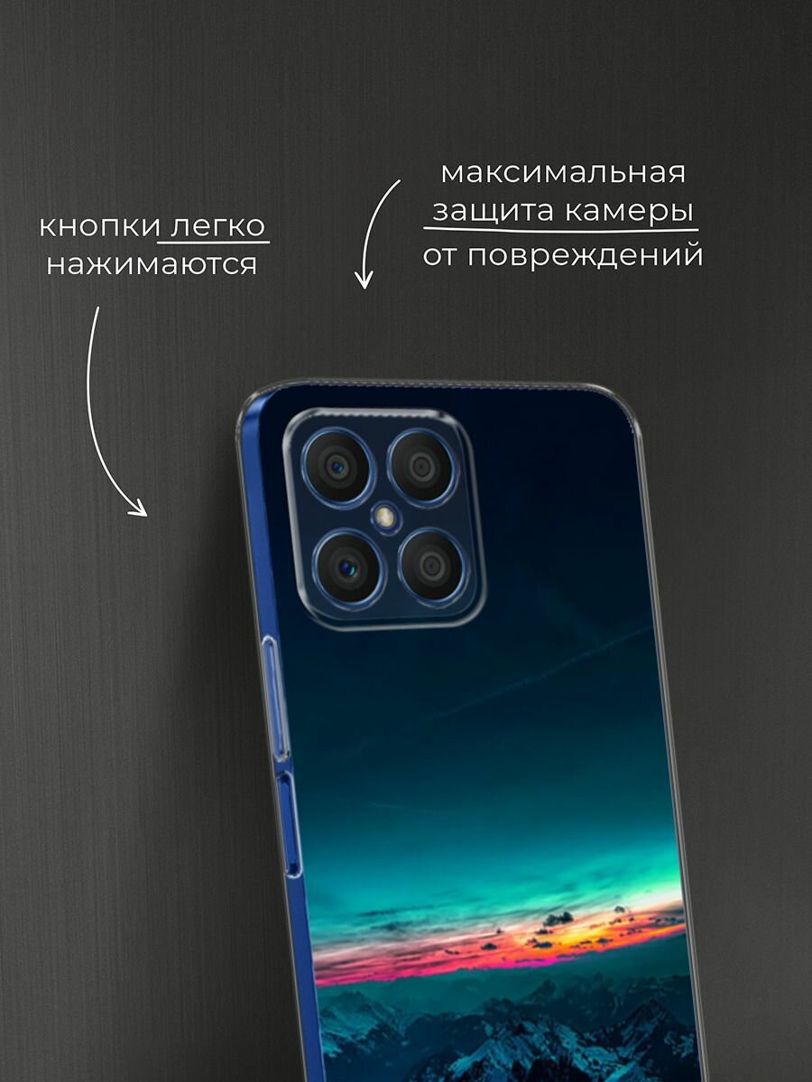 Силиконовый чехол на Honor X8 / Хуавей X8 с принтом "Закат в горах" — фото 1