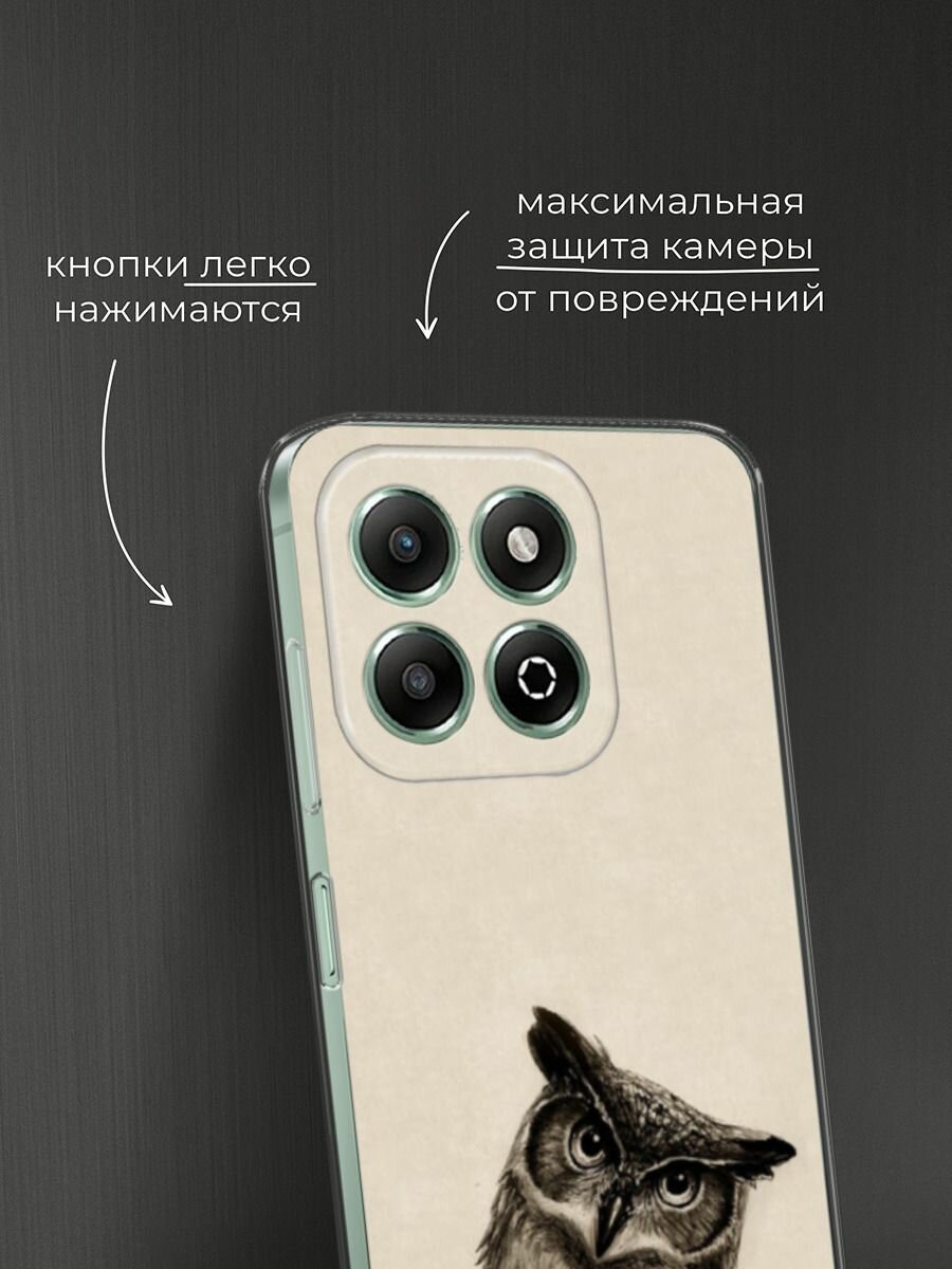Силиконовый чехол на Honor X6b / Хонор X6b с принтом "Сова" — фото 1