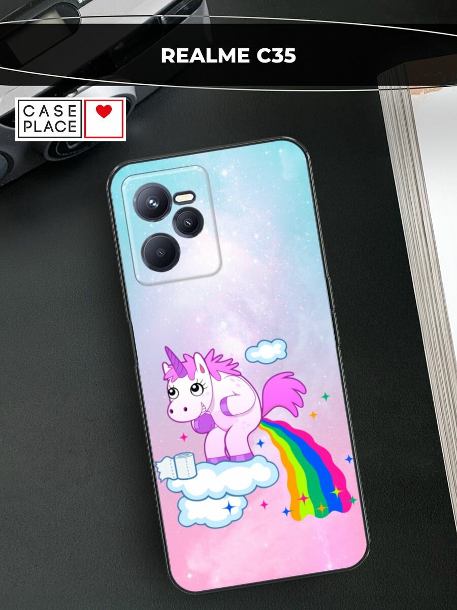 Чехол на Realme C35 / Реалми C35 с принтом "Единорог какает"