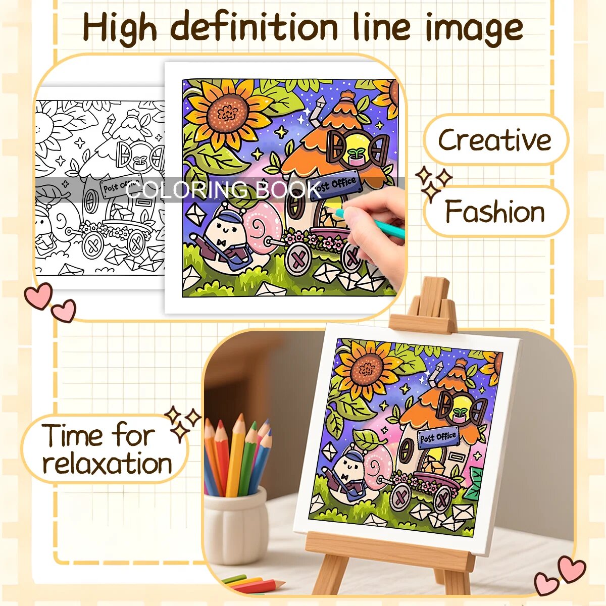 Раскраска для взрослых "Whimsy Cute Bold-easy Patterns" — фото 1