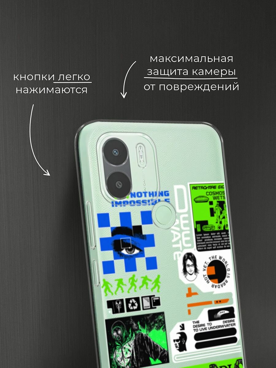 Чехол на Xiaomi Redmi A1+/Redmi A2+/Poco C51/C50 / Редми A1+ с принтом "Nothing impossible", прозрачный — фото 1