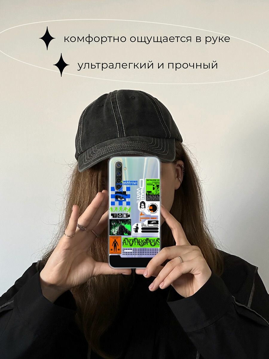 Чехол на Realme 6 / Реалми 6 с принтом "Nothing impossible", прозрачный — фото 1