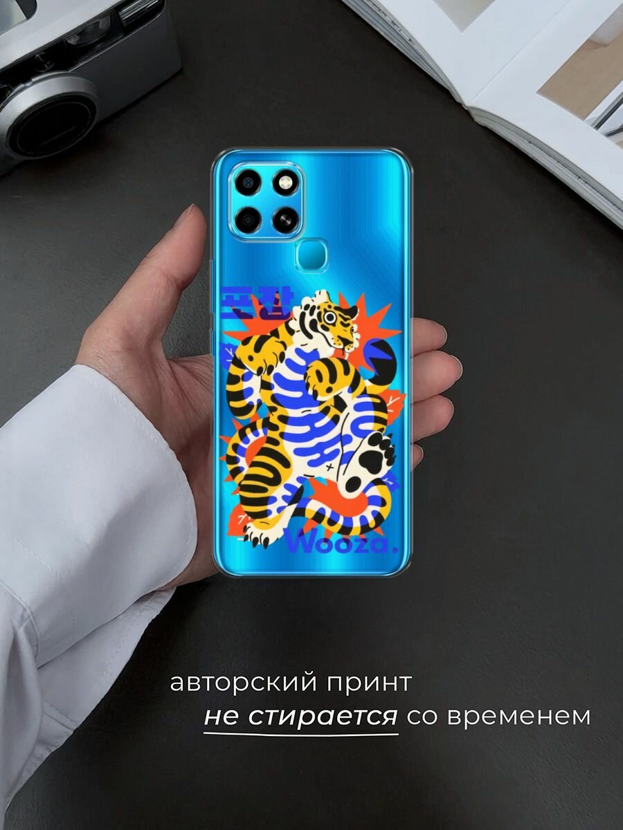 Чехол на Infinix Smart 6 / Инфиникс Смарт 6 с принтом "Wooza", прозрачный — фото 1