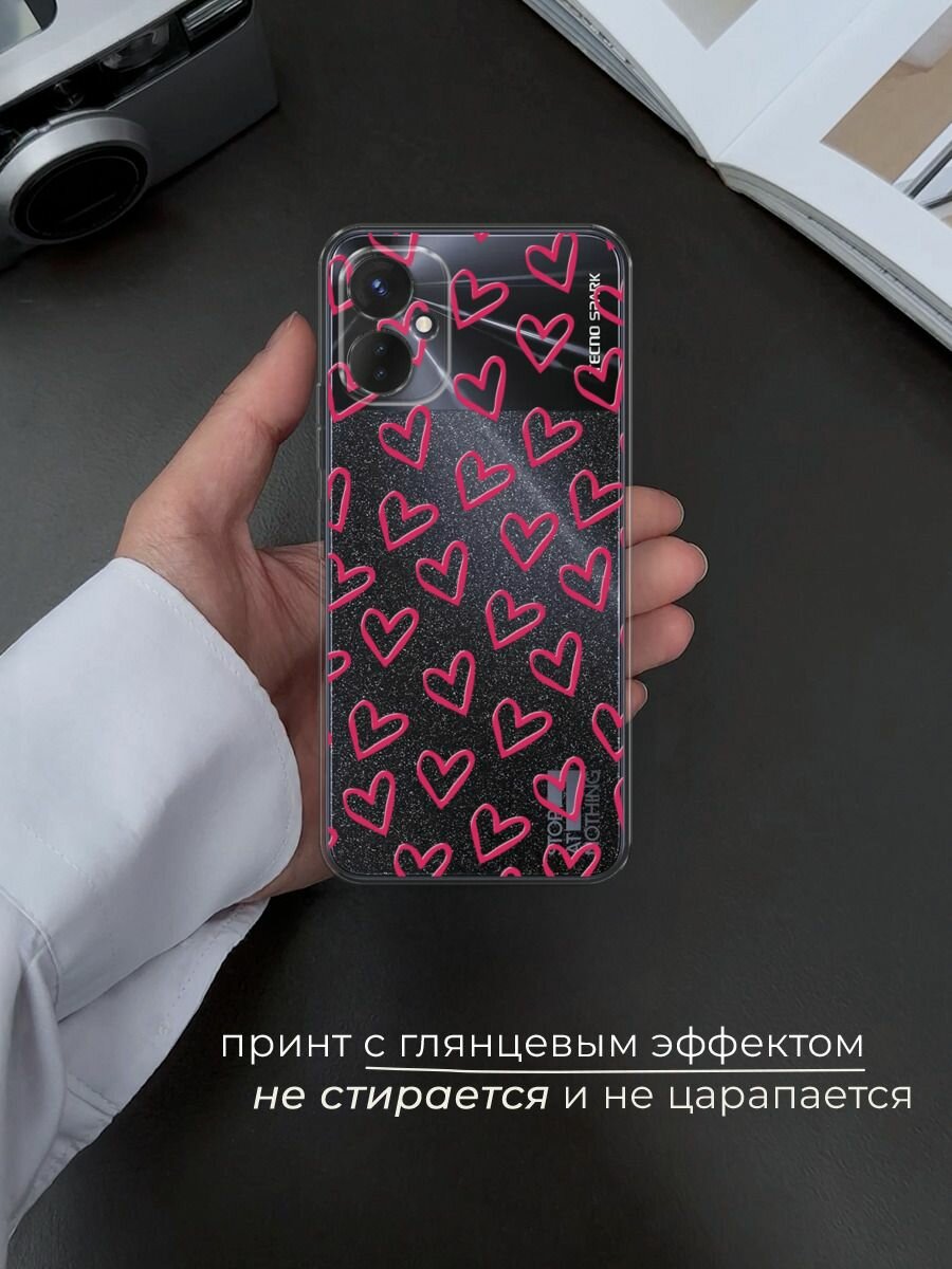 Чехол на Tecno Spark 9 Pro / Техно Спарк 9 Про с принтом "Темные сердечки" — фото 1